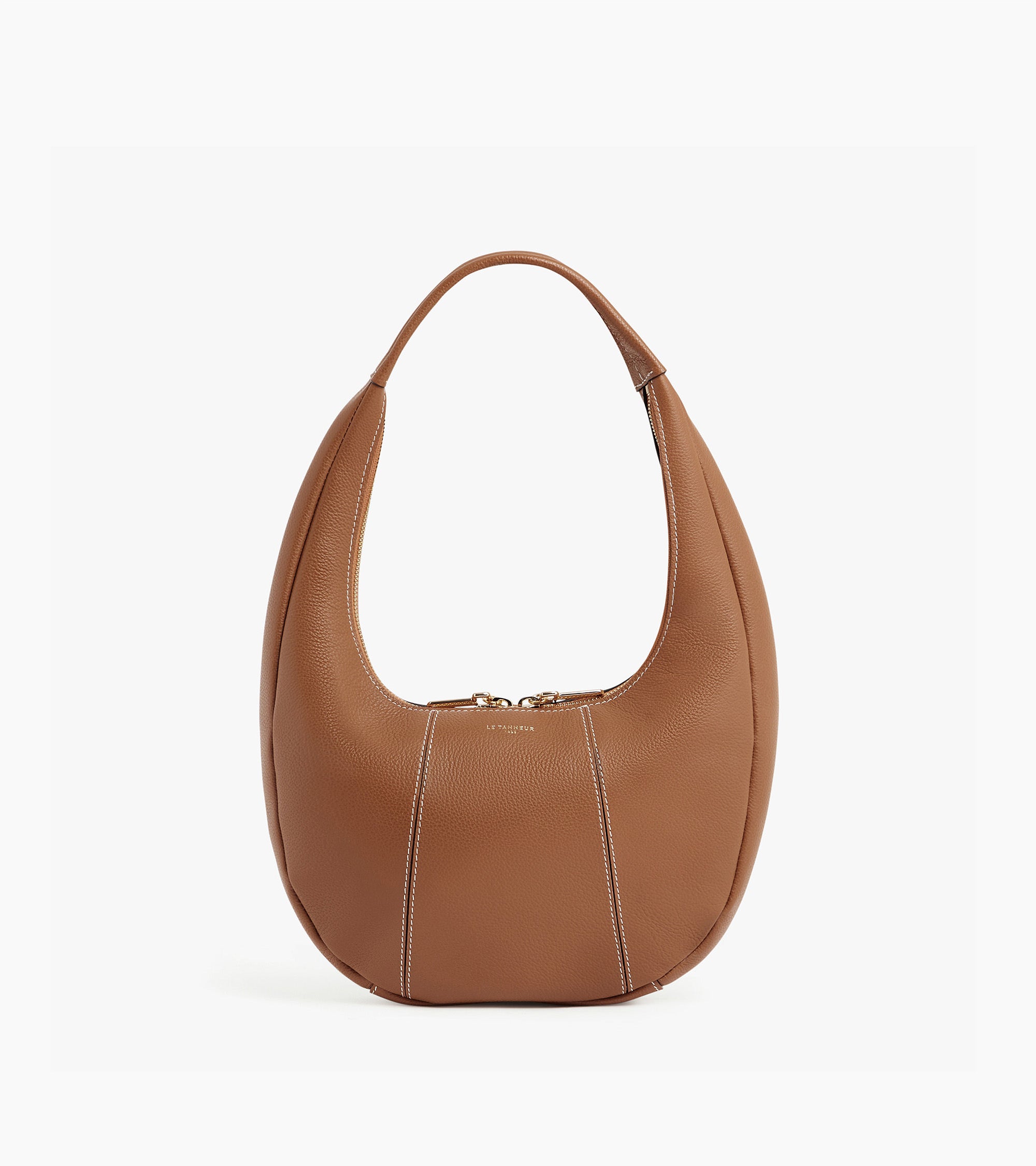 Juliette medium hobo bag in grained leather Tan