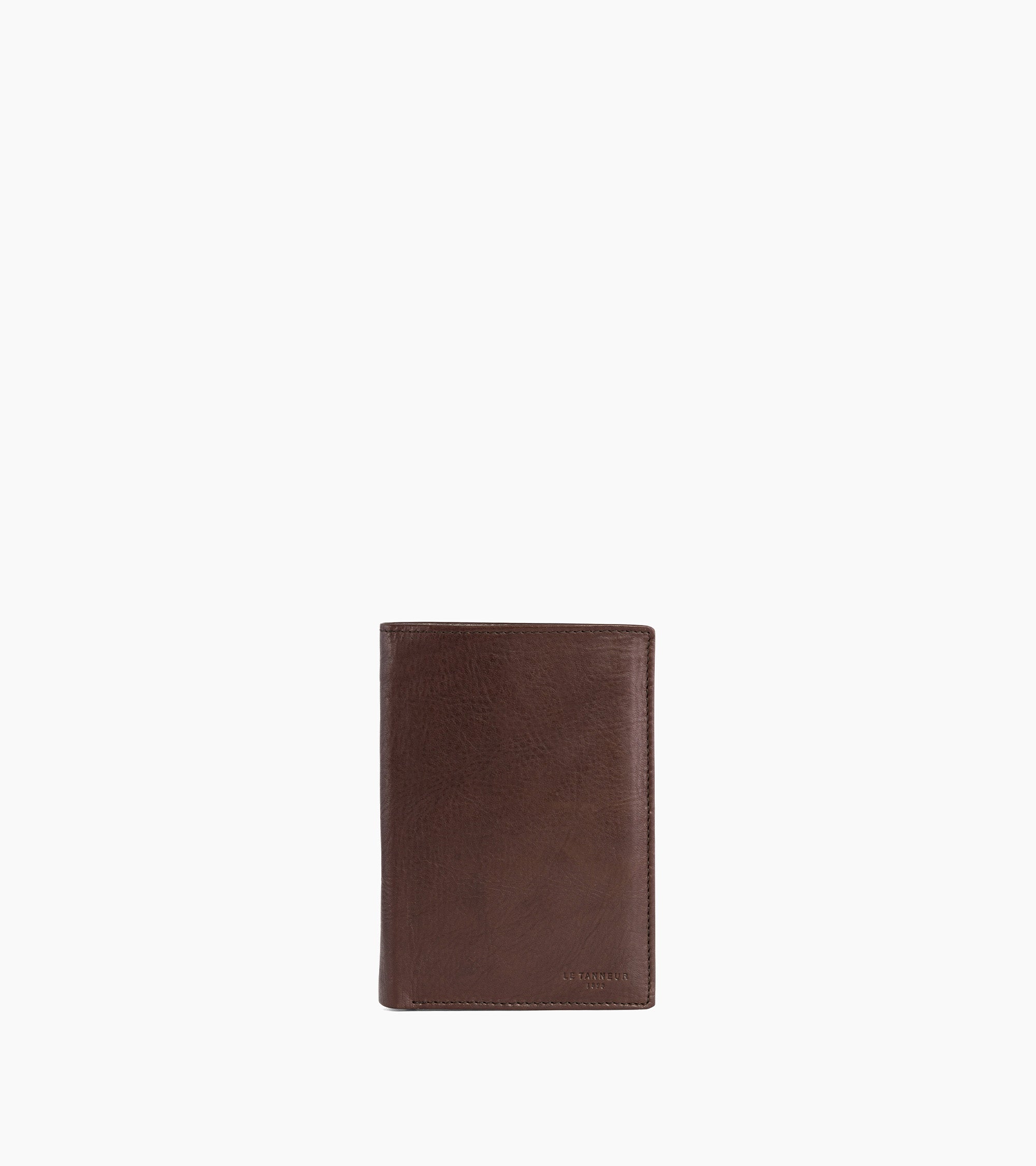 Gary medium zipped wallet with 3 shutters in oiled leather brown