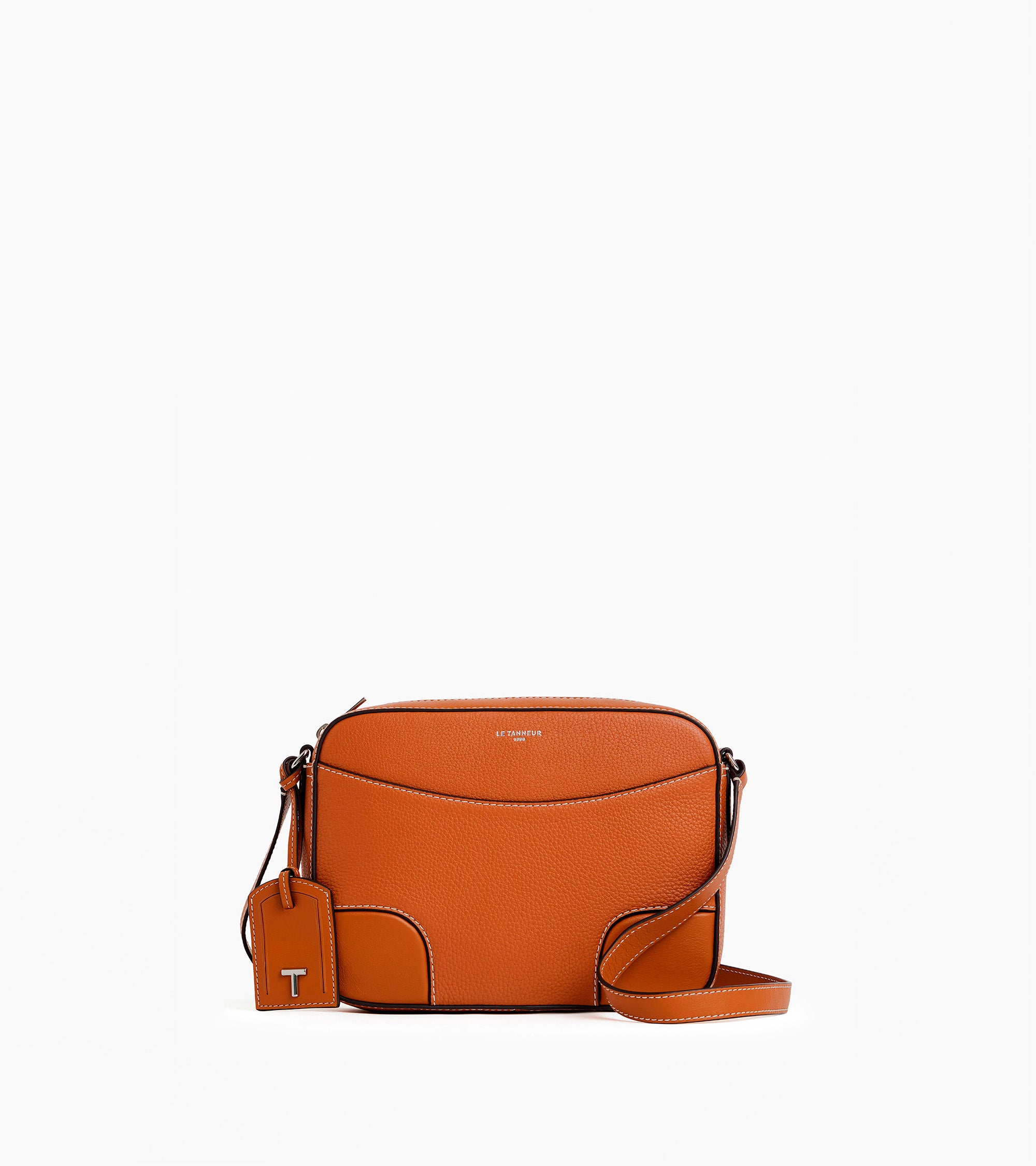 Romy medium shoulder bag in smooth grained leather Tan Brown