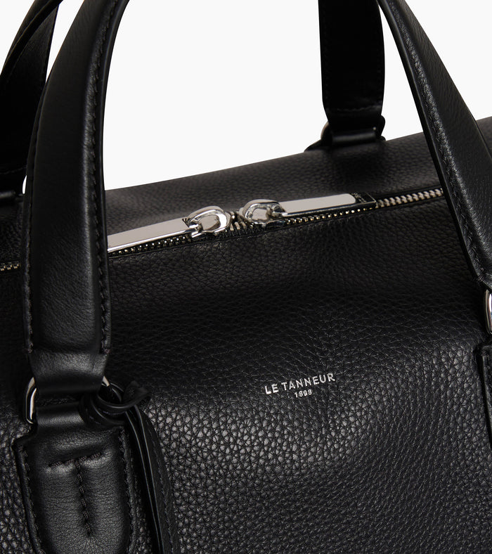 Romy 24h travel bag in grained and smooth leather Black